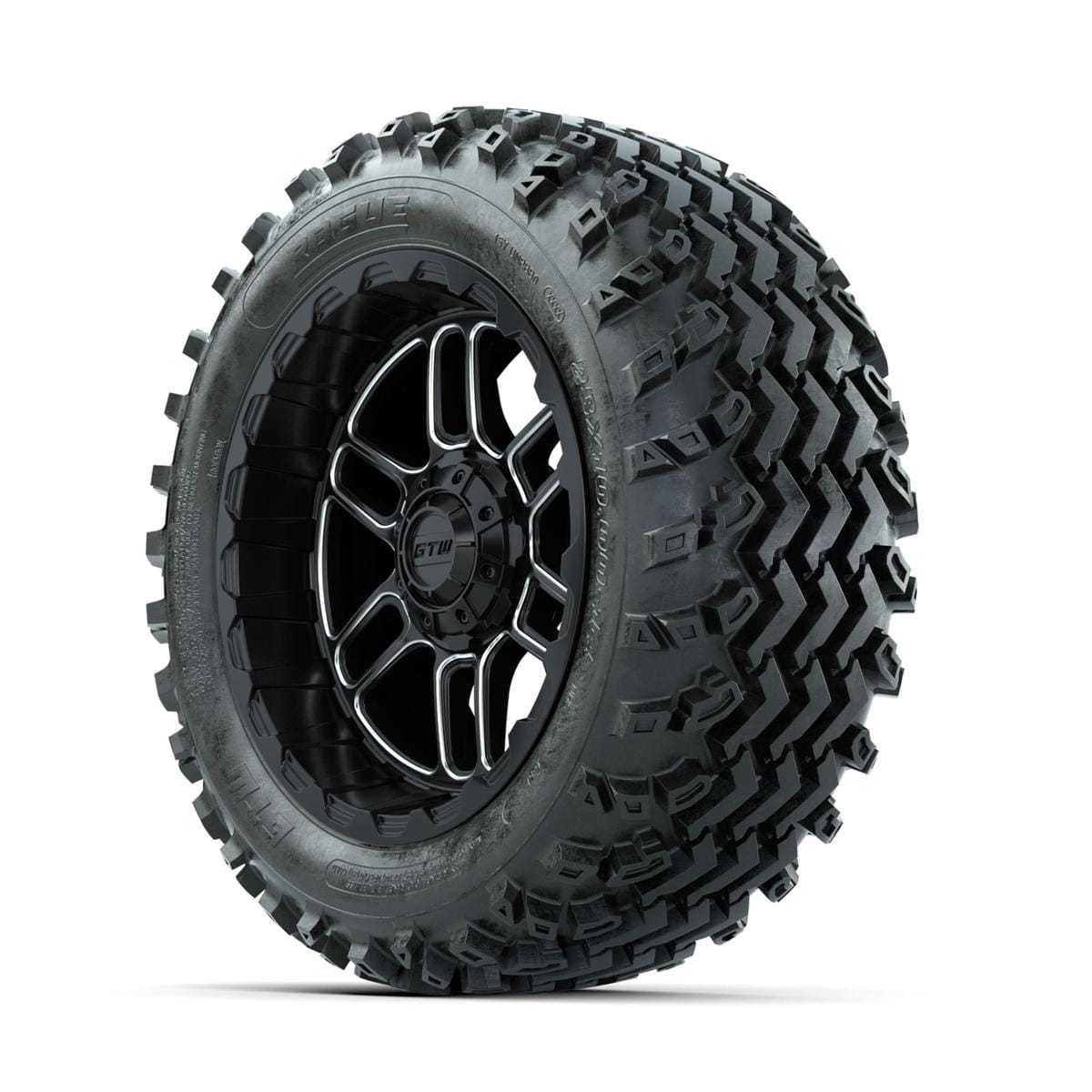 GTW Titan Machined/Black 14 in Wheels with 23x10.00-14 Rogue All Terrain Tires Full Set - Golf ...